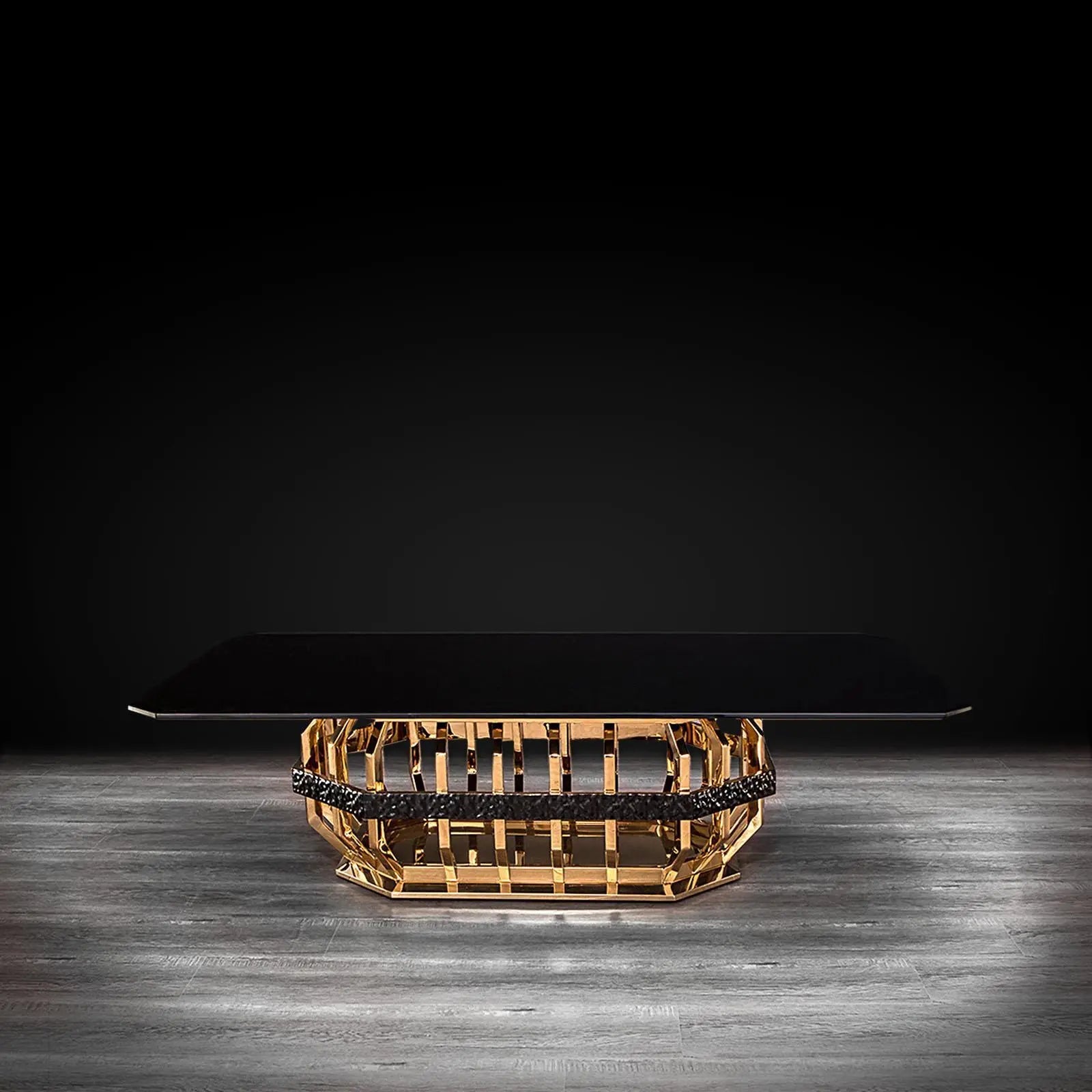 Coffee Table Milano Rectangular Glass Top Coffee Table | Gold Roberto Grassie