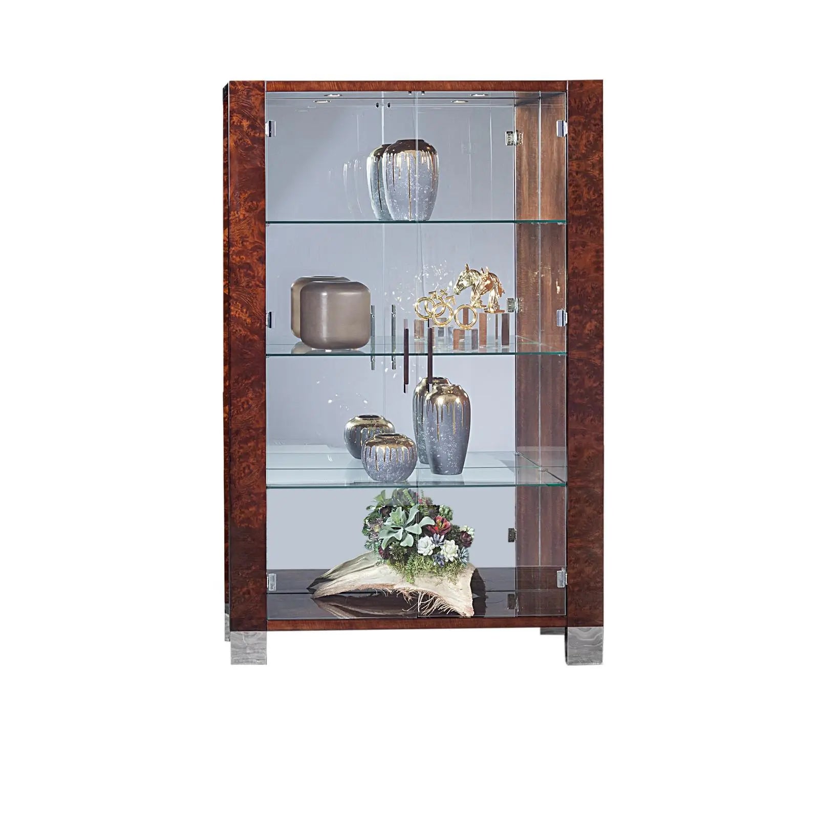Curio Vanguard Lacquered Curio | Brown Roberto Grassie Furniture